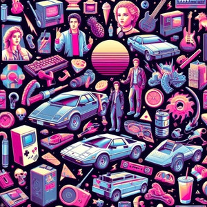 Retro Vaporwave Style Digital Paper for Gift Wrapping - Etsy