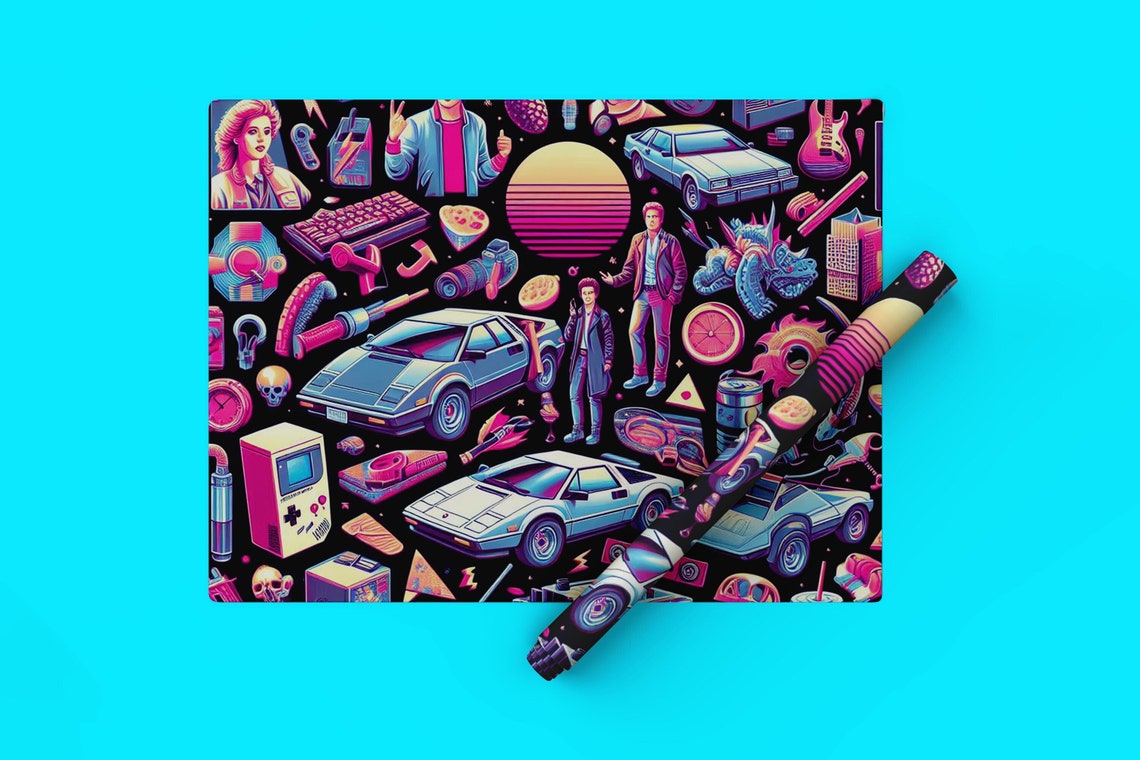 Retro Vaporwave Style Digital Paper for Gift Wrapping - Etsy