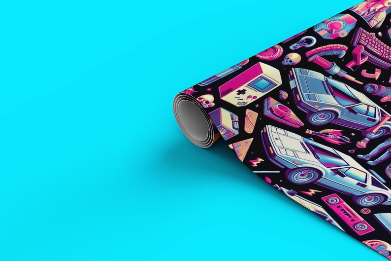 Retro Vaporwave Style Digital Paper for Gift Wrapping - Etsy