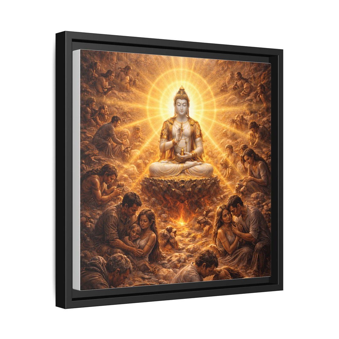 Compassion in the Human Realm, Buddha Meditation Art Canvas Framed ...