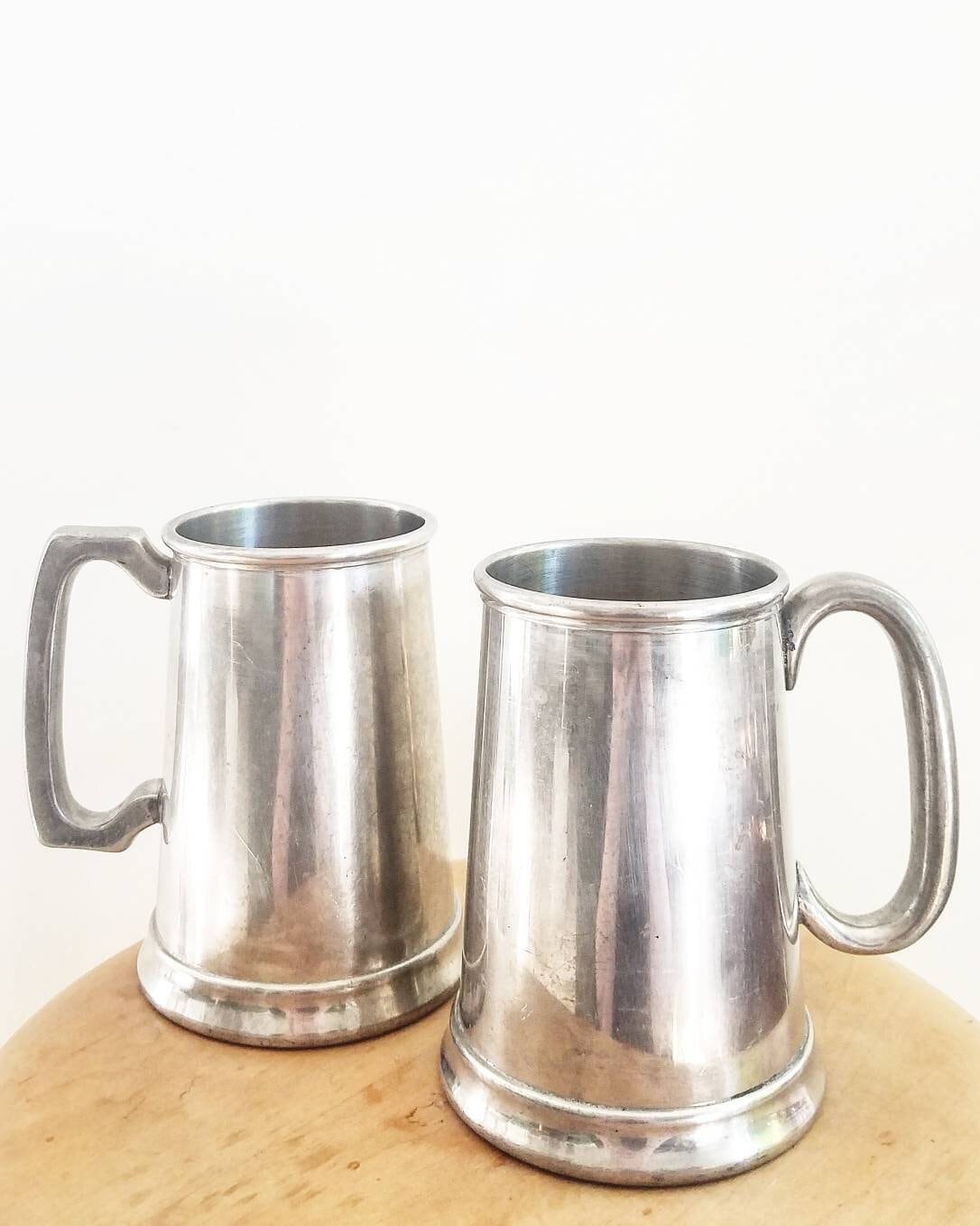 Pair of Fine Vintage English Pewter Mugs. Pewter Beer Tankard. Arcadia ...