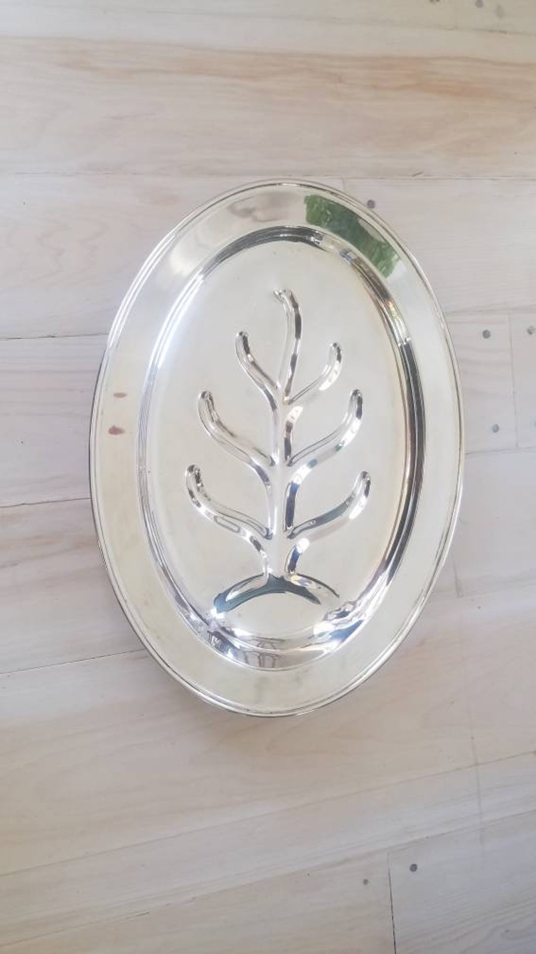 Large Silver Serving Platter. Silver Holiday Serving Dish. Large Turkey ...