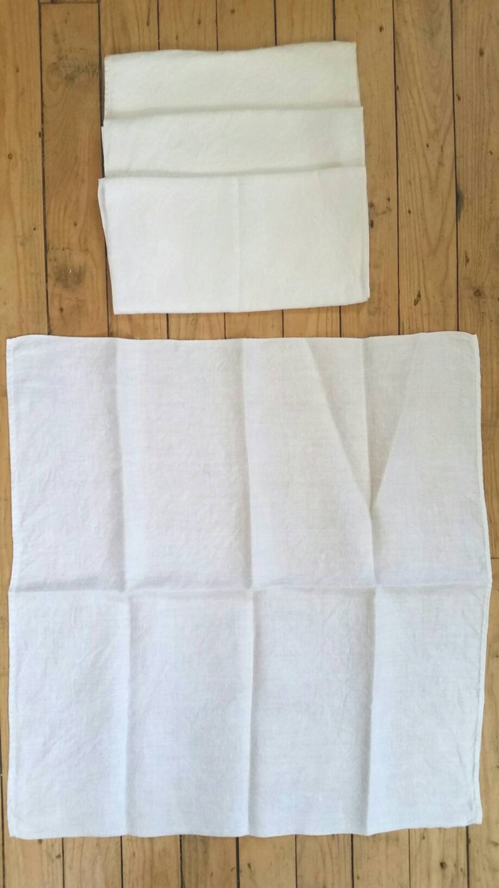 Set of Four Damask Linen Dinner Napkins. Large White Linen | Etsy