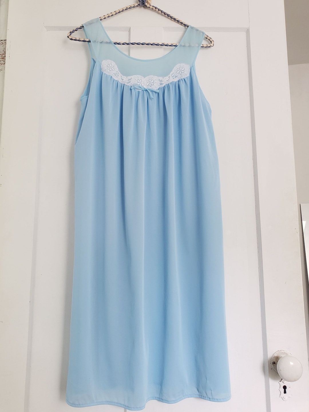 1960's Flowy Baby Doll Nightie. Blue Baby Doll Night Dress. 1960's ...
