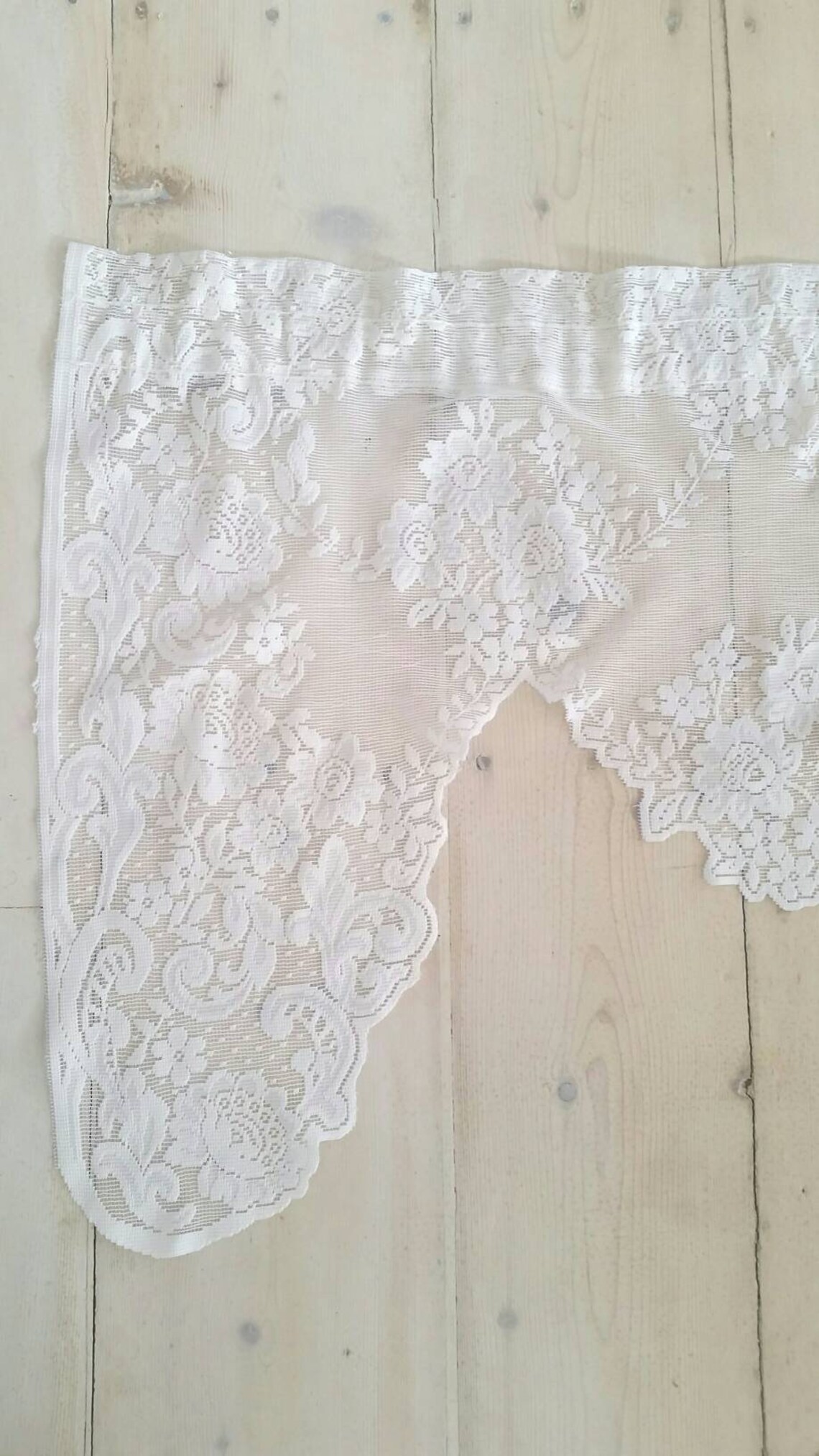 White Lace Window Curtain. Large White Lace Window Topper. Vintage Lace ...