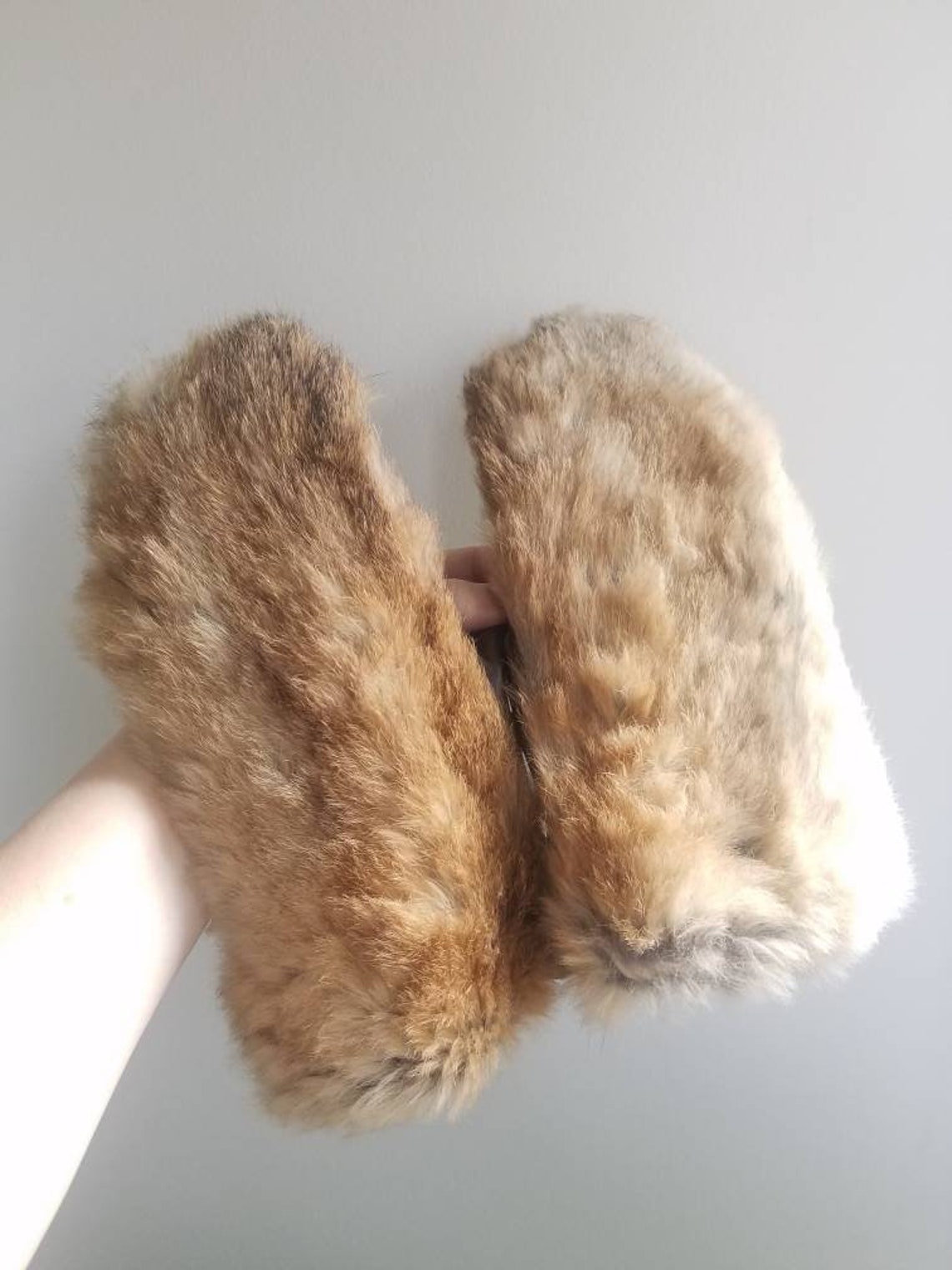 Pair of 1960's Fur Mittens. Vintage Rabbit Fur Mittens. 1960's Lined ...