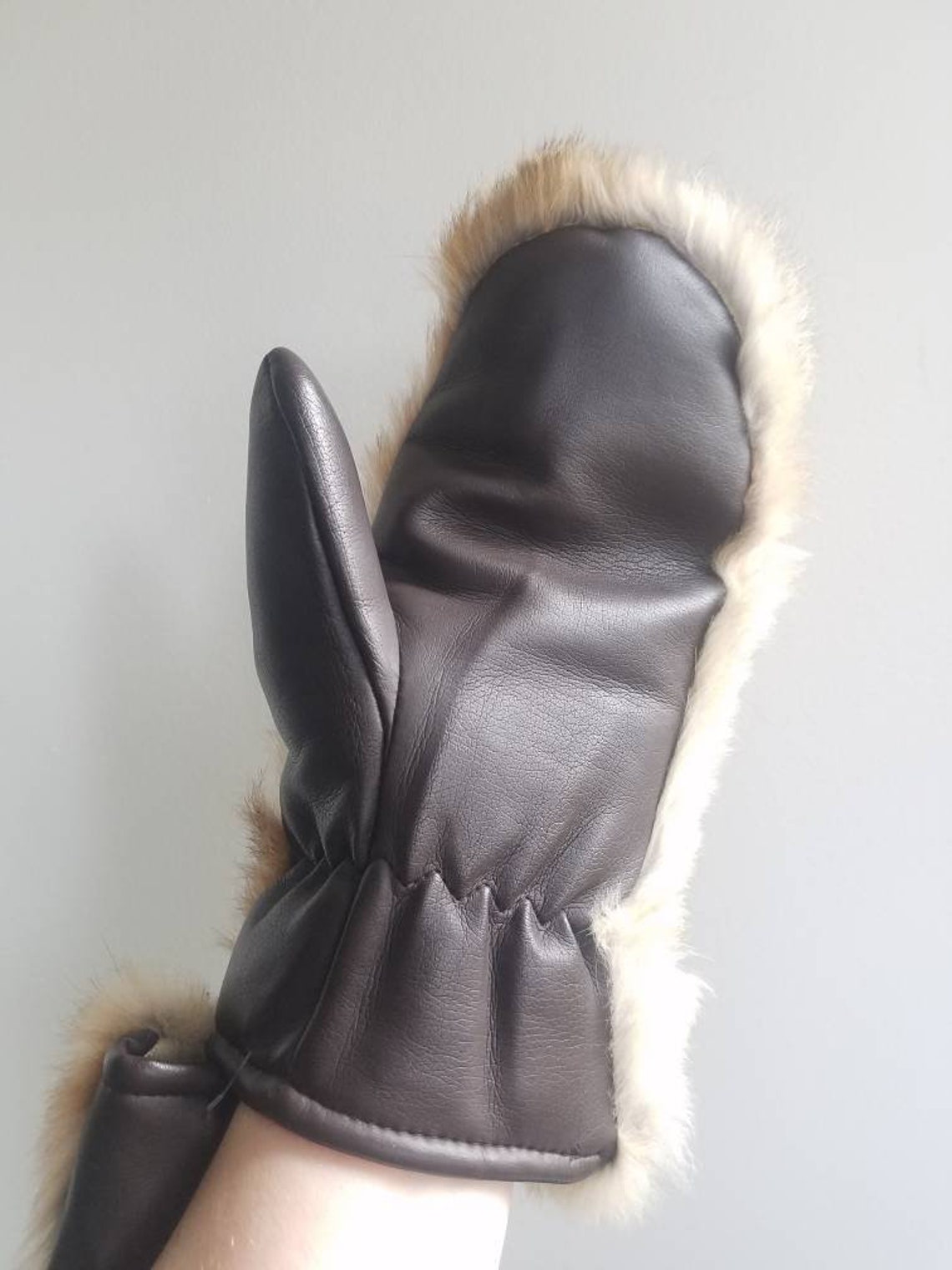 Pair of 1960's Fur Mittens. Vintage Rabbit Fur Mittens. 1960's Lined ...