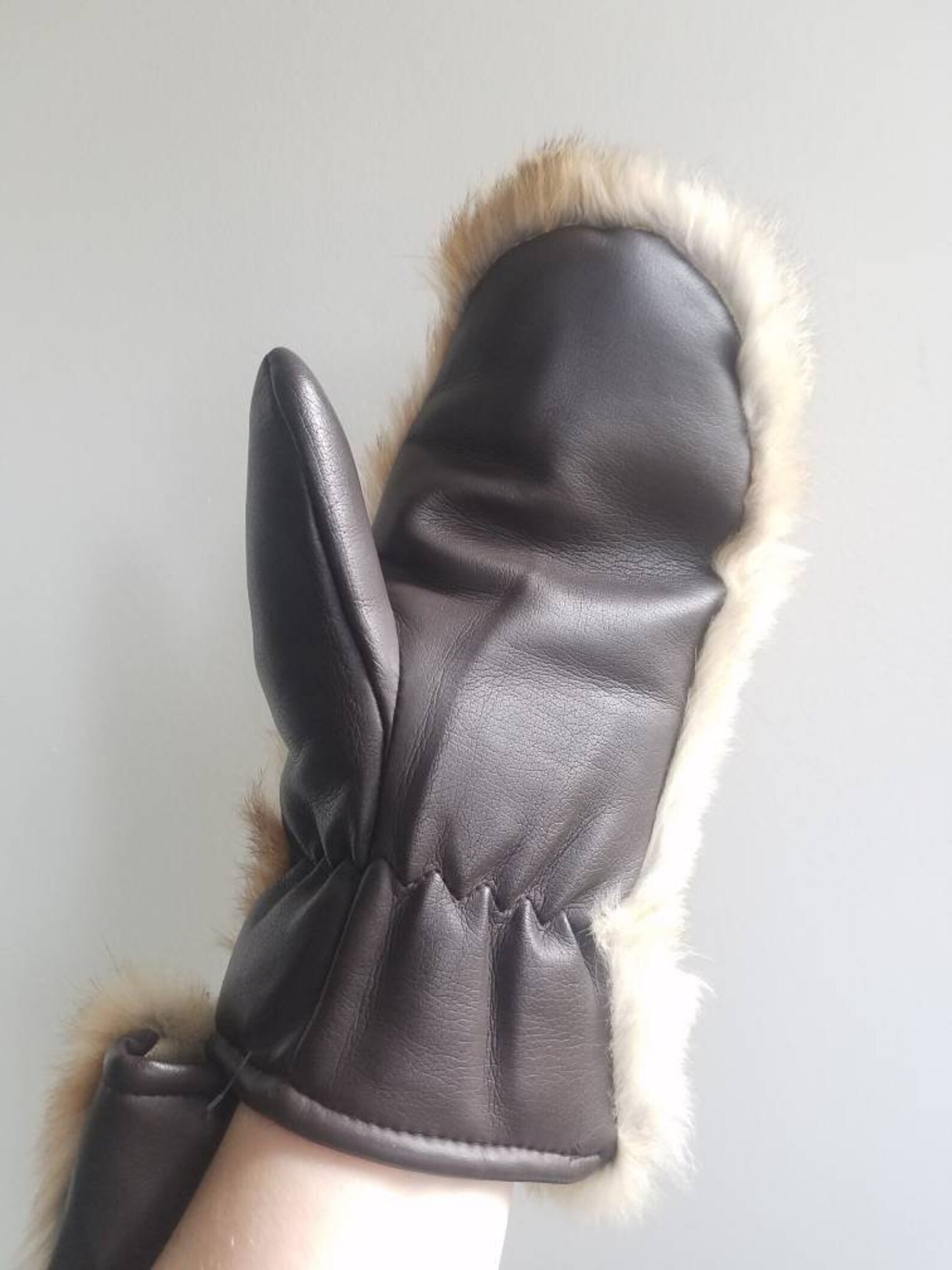 Pair of 1960's Fur Mittens. Vintage Rabbit Fur Mittens. 1960's Lined ...