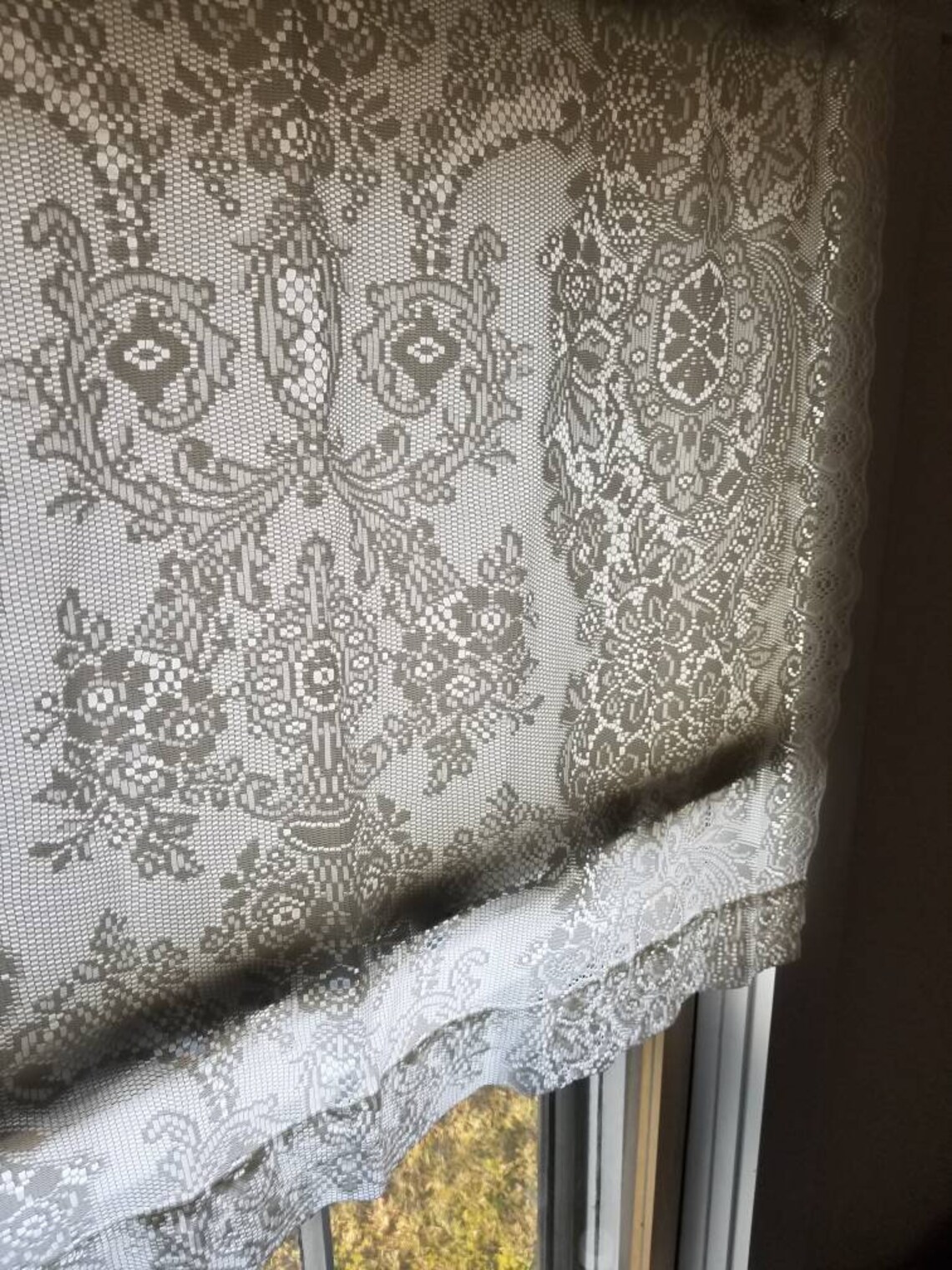 Large White lace window curtain panels. Vintage 1970's | Etsy