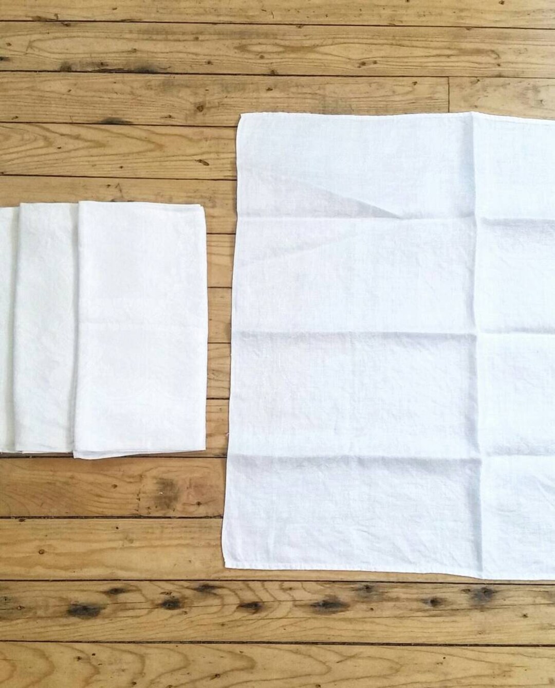 Set of Four Damask Linen Dinner Napkins. Large White Linen Napkins ...