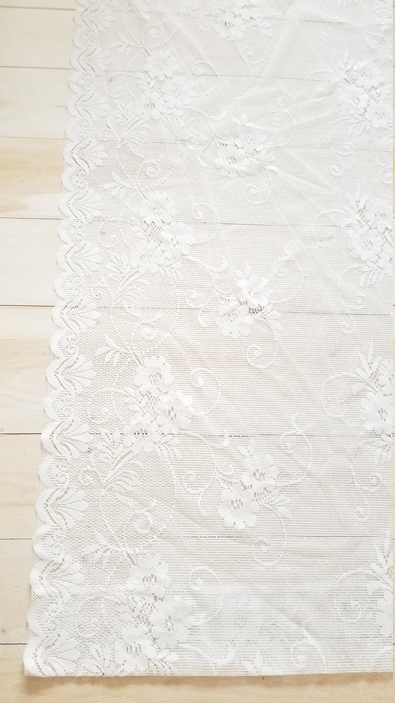 Large White Lace Window Curtain Panel. Vintage Lace Curtain. - Etsy