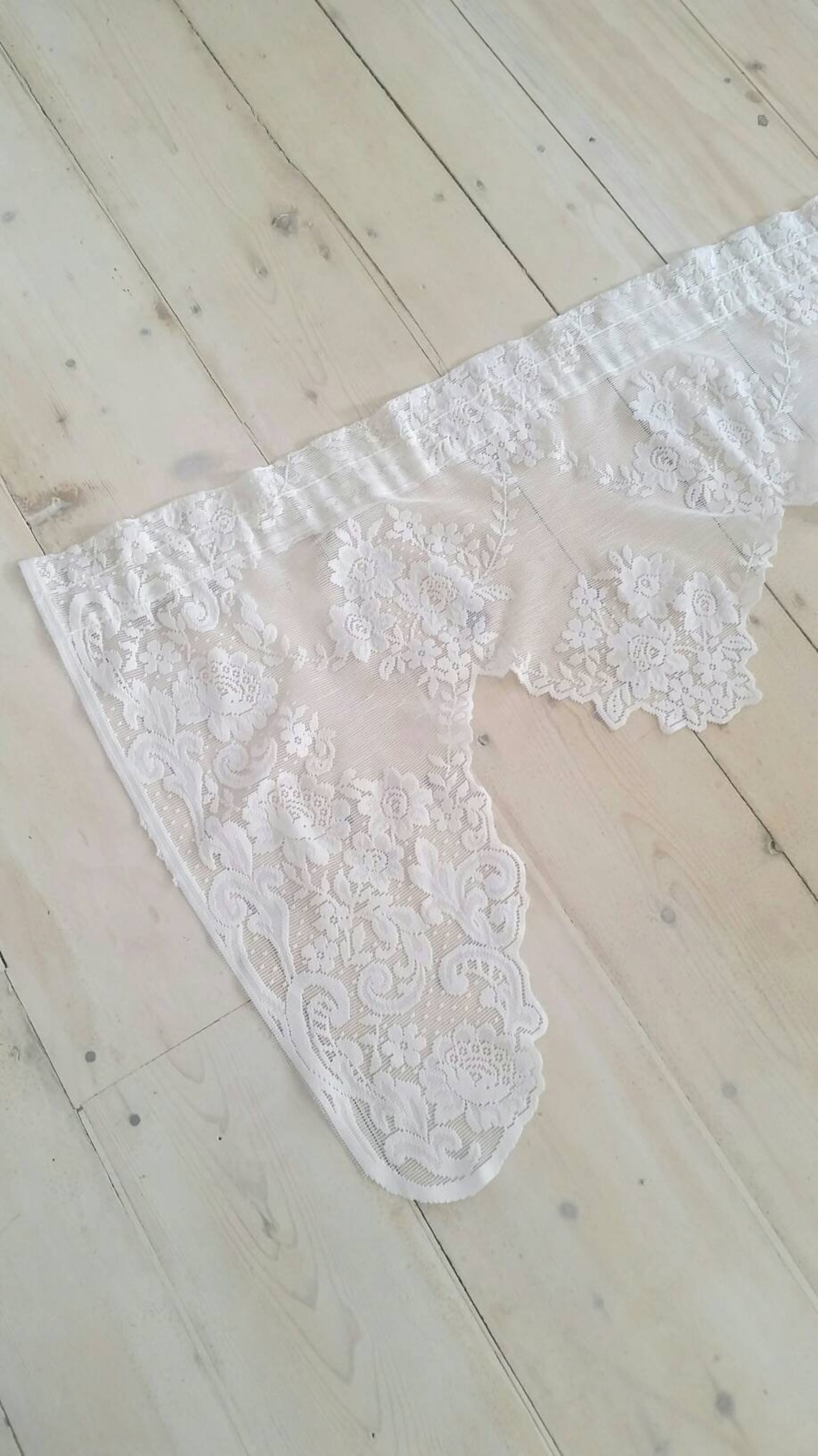 White Lace Window Curtain. Large White Lace Window Topper. Vintage Lace ...