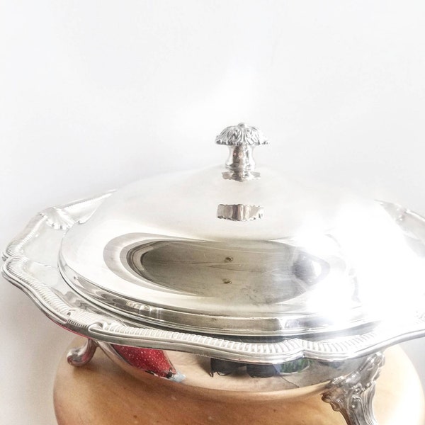 Silver Serving Dish With Glass Insert - Etsy