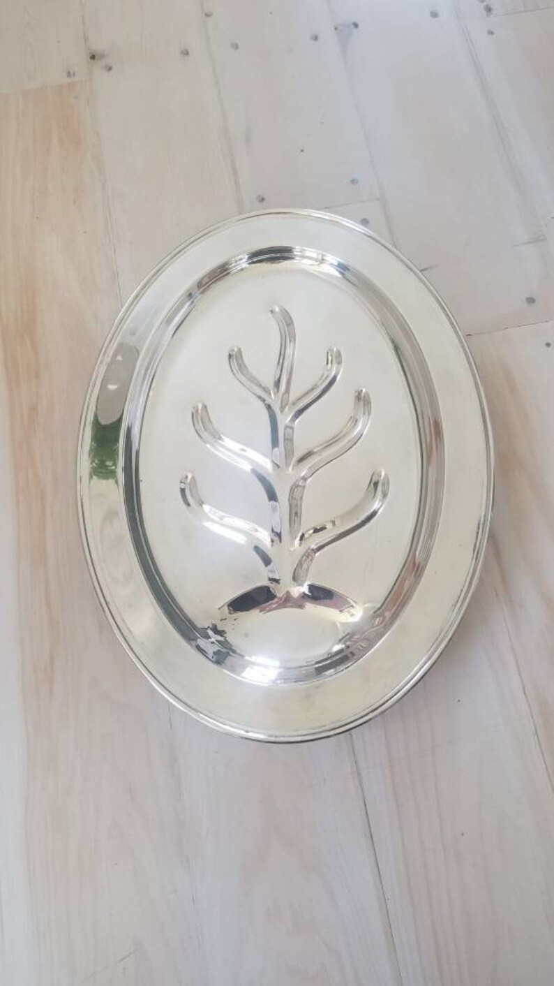 Large Silver Serving Platter. Silver Holiday Serving Dish. Large Turkey ...