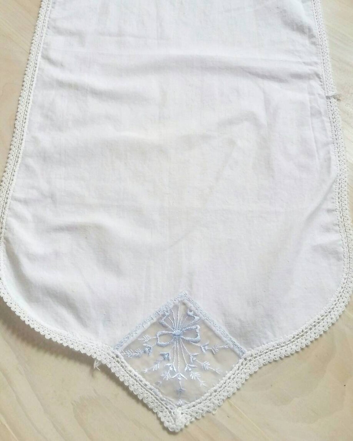 Delicate White Cotton Table Runner. Vintage White Cotton Table - Etsy