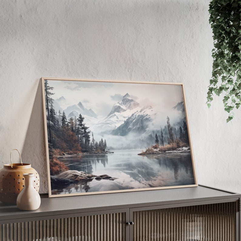Alpine Landscape Art Stunning Mountain Views Print in Frame, Watercolor ...