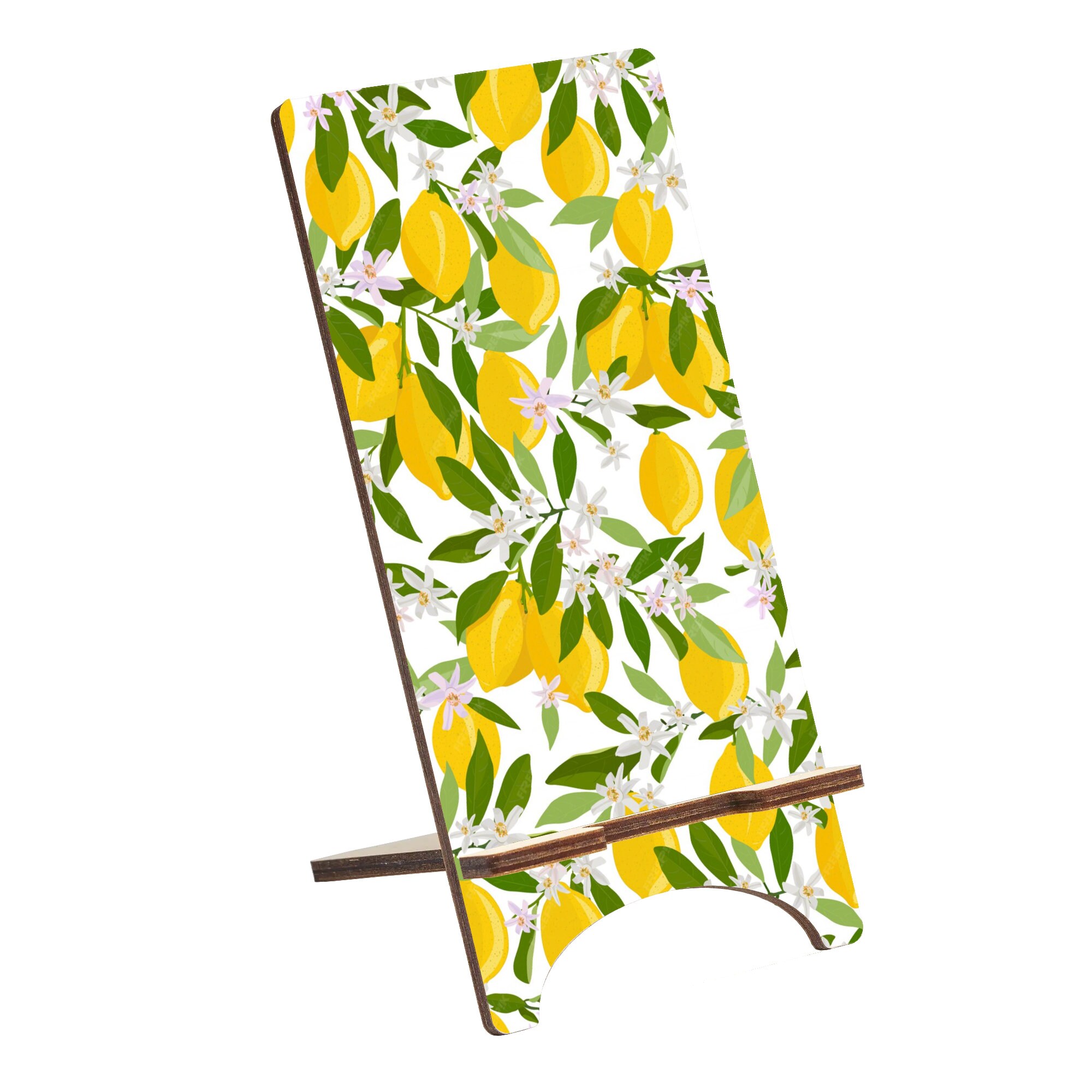 Vintage Lemon Aesthetics Pattern Wood Phone Stand, Phone Holder, Gift ...