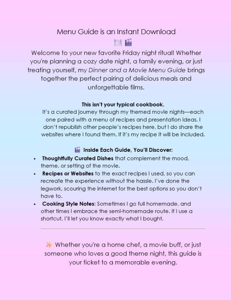 Tangled Dinner and a Movie Menu Guide - Etsy