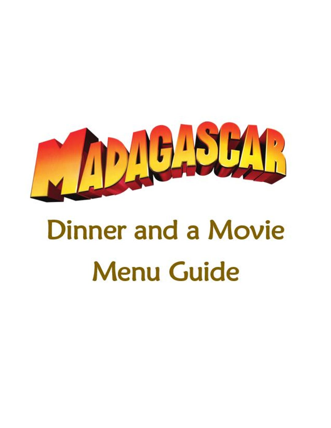 Madagascar Dinner and a Movie Menu Guide - Etsy