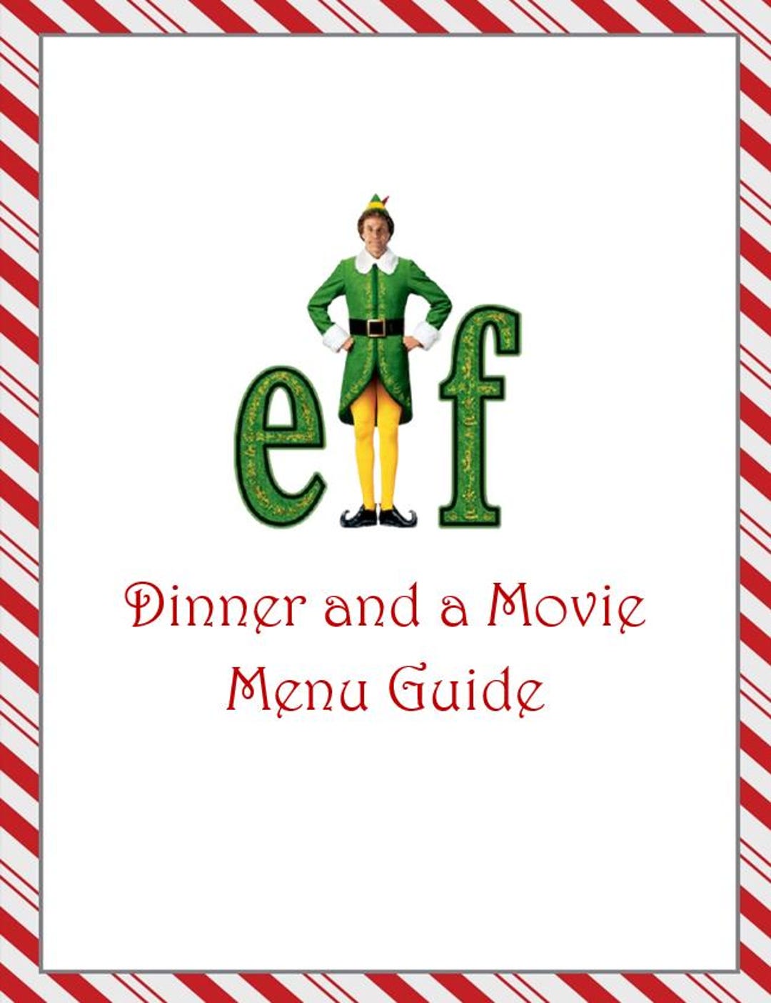 Elf Dinner and a Movie Menu Guide - Etsy