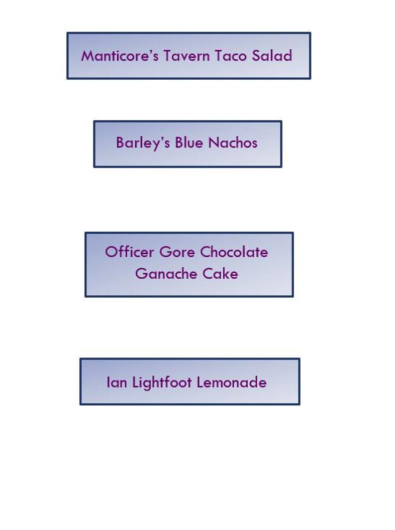 Onward Dinner and a Movie Menu Guide - Etsy