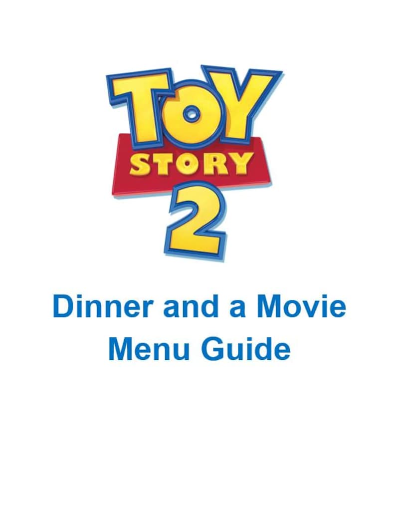 Toy Story 2 Dinner and a Movie Menu Guide - Etsy