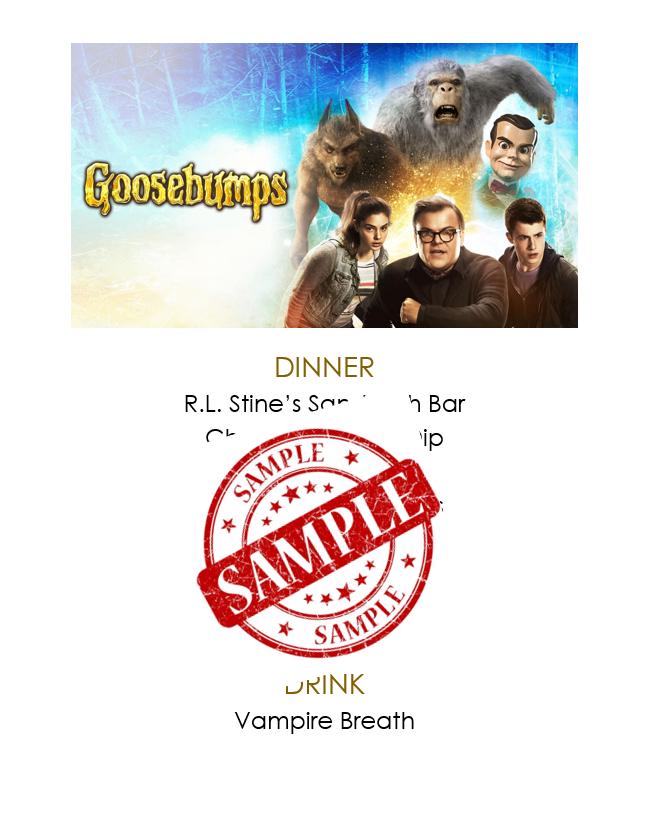Goosebumps Dinner and a Movie Menu Guide - Etsy