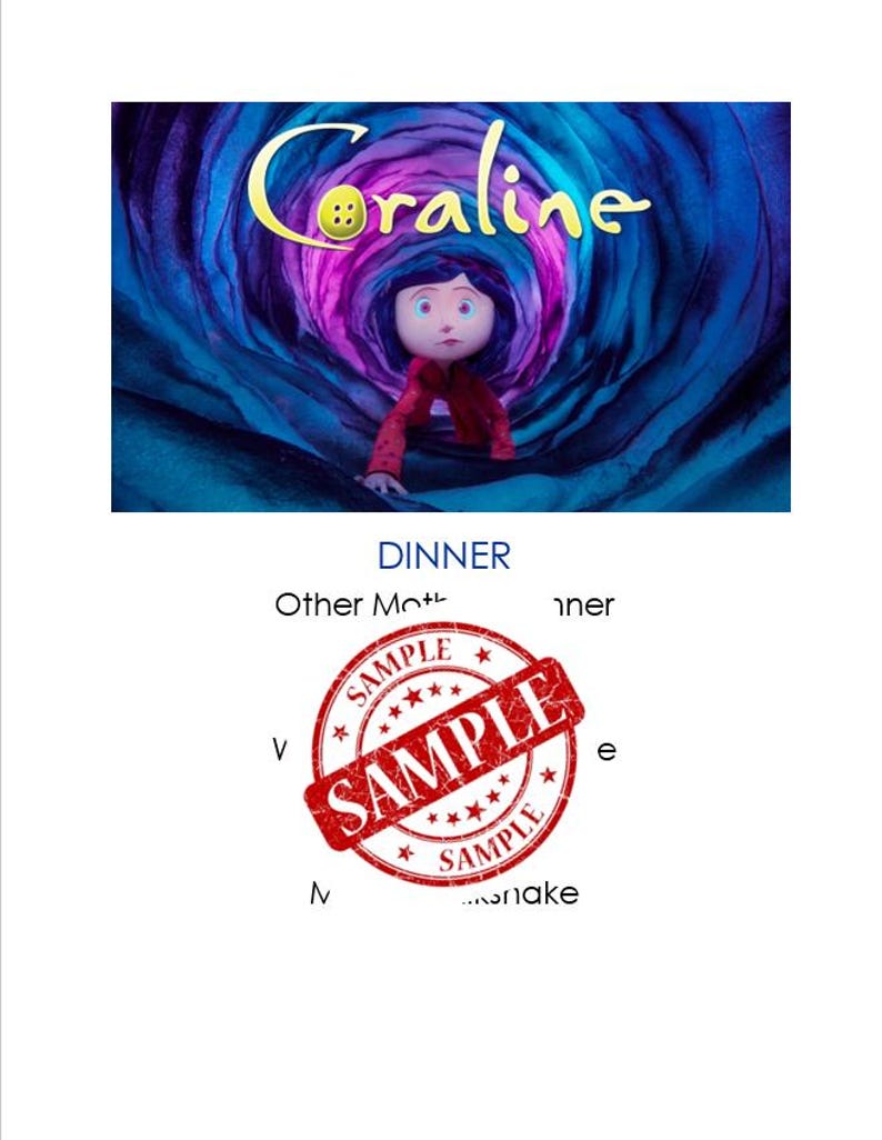 Coraline Dinner and a Movie Menu Guide - Etsy