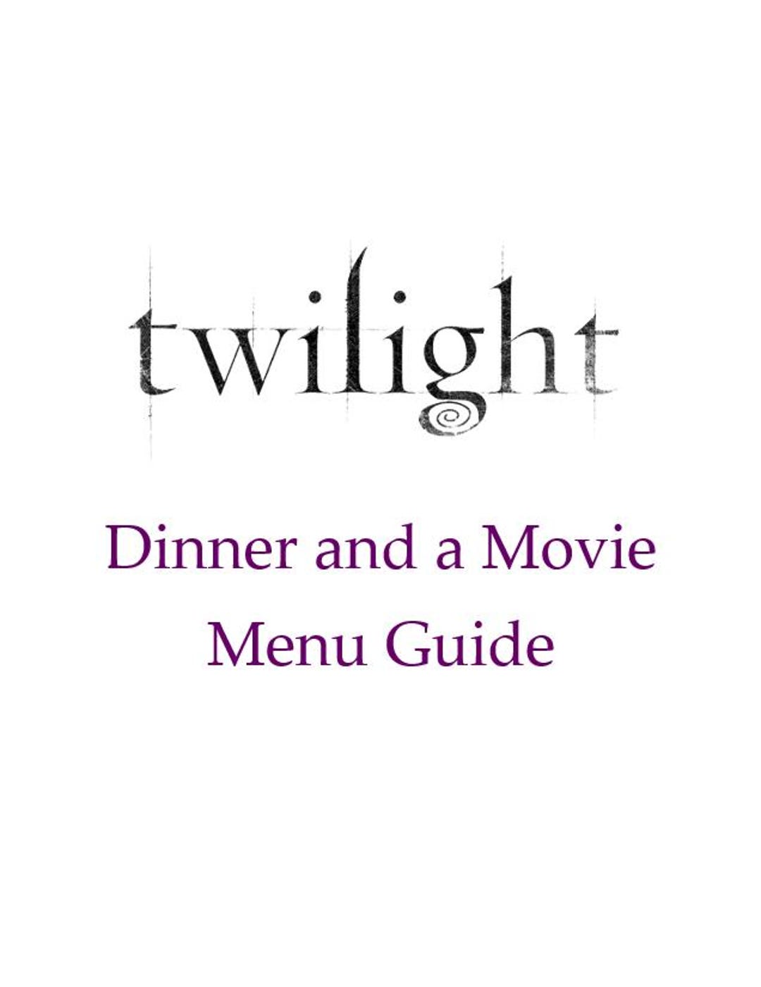 Twilight Dinner and a Movie Menu Guide - Etsy