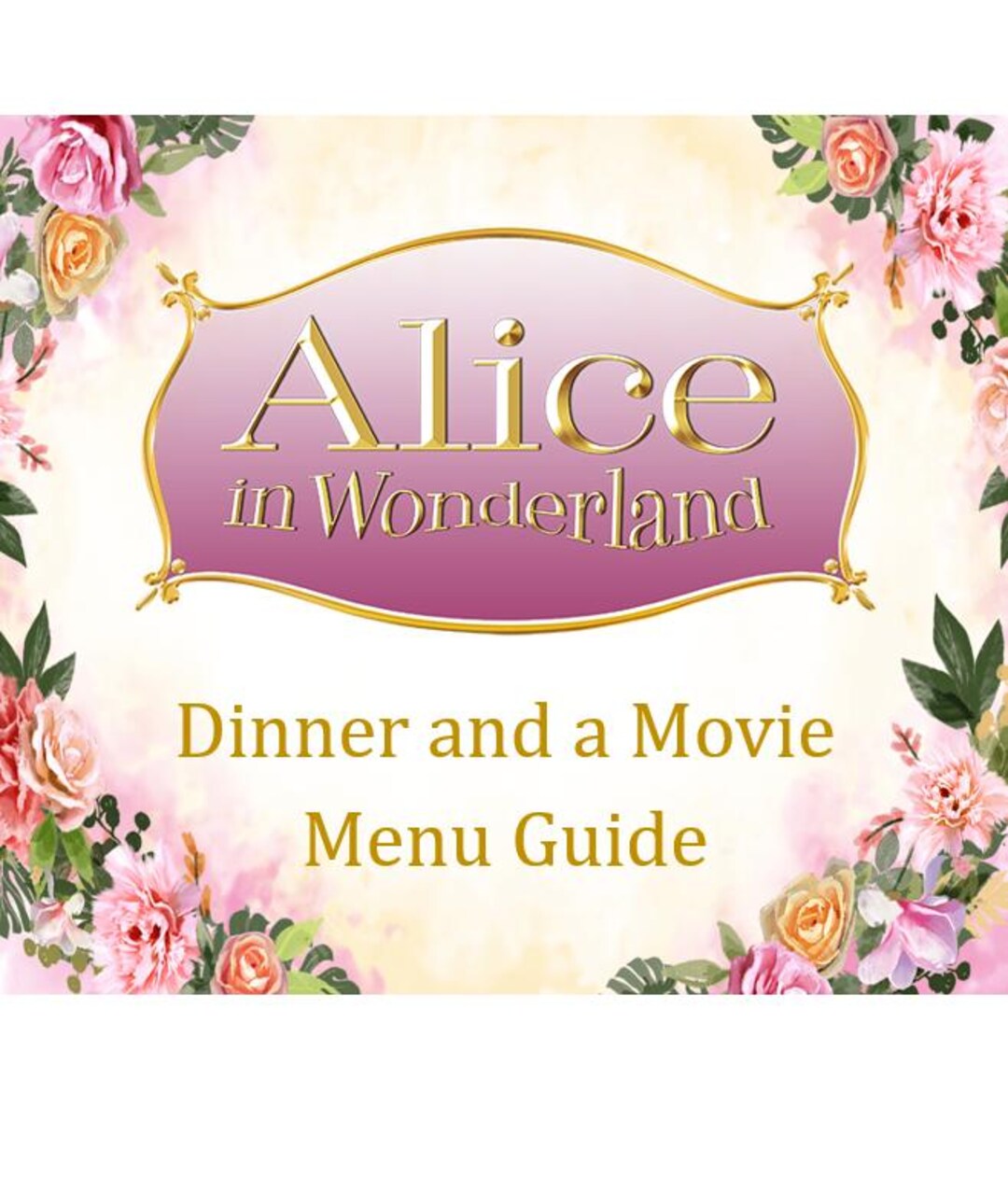 Alice in Wonderland Dinner & a Movie Menu Guide - Etsy