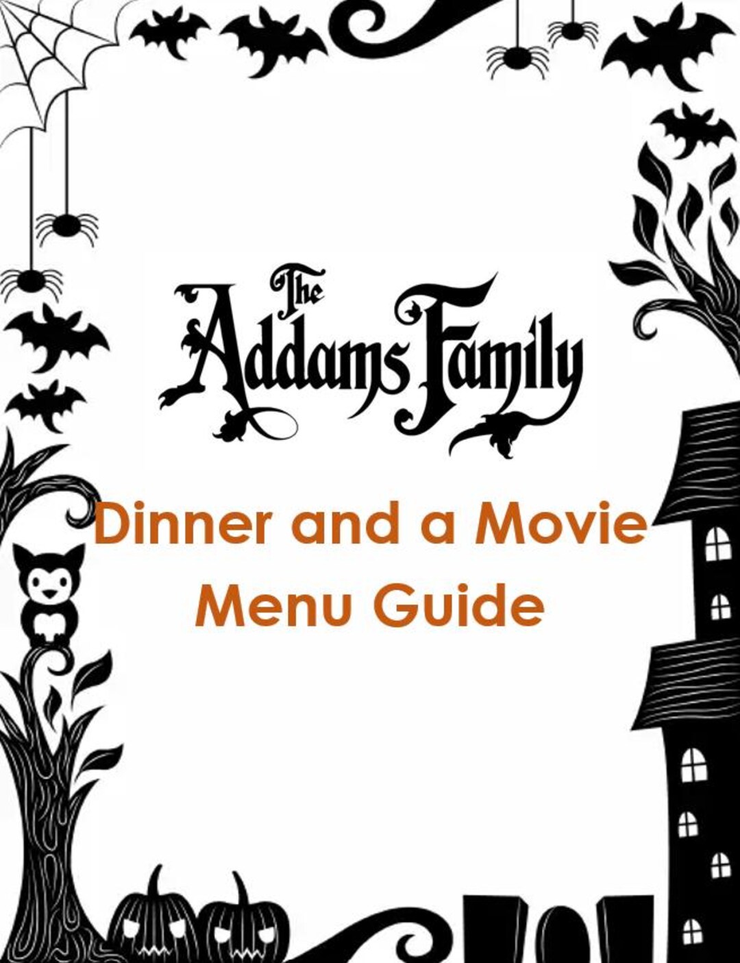 The Addams Family Dinner and a Movie Menu Guide - Etsy