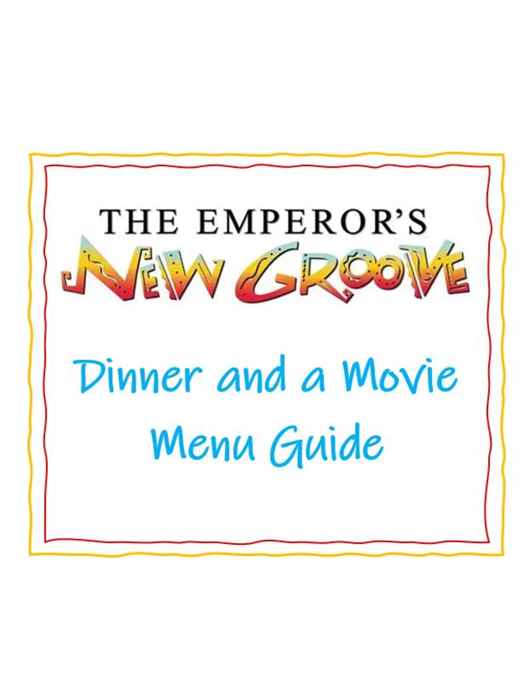 The Emperor's New Groove Dinner and a Movie Menu Guide - Etsy