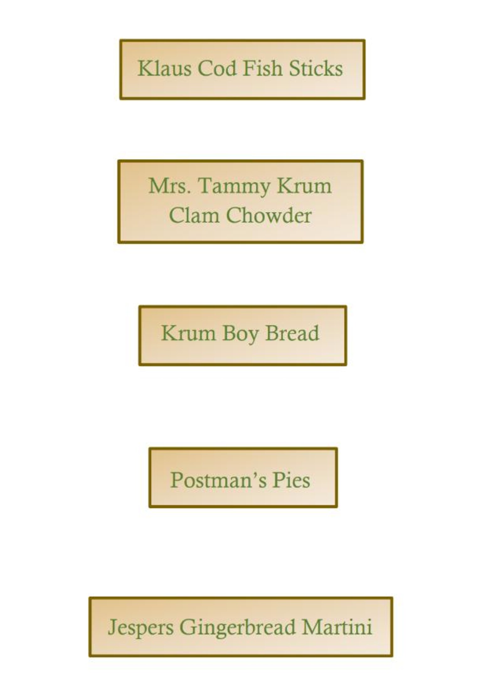 Klaus Dinner and a Movie Menu Guide - Etsy