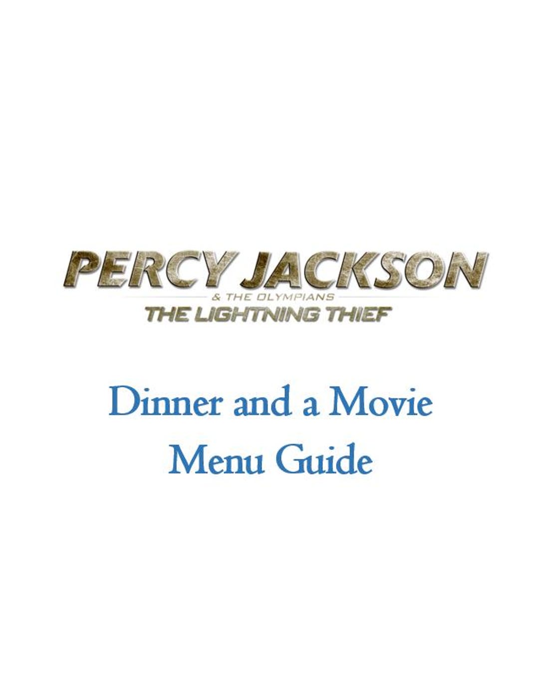 Percy Jackson & the Lightning Thief Dinner and a Movie Menu Guide - Etsy