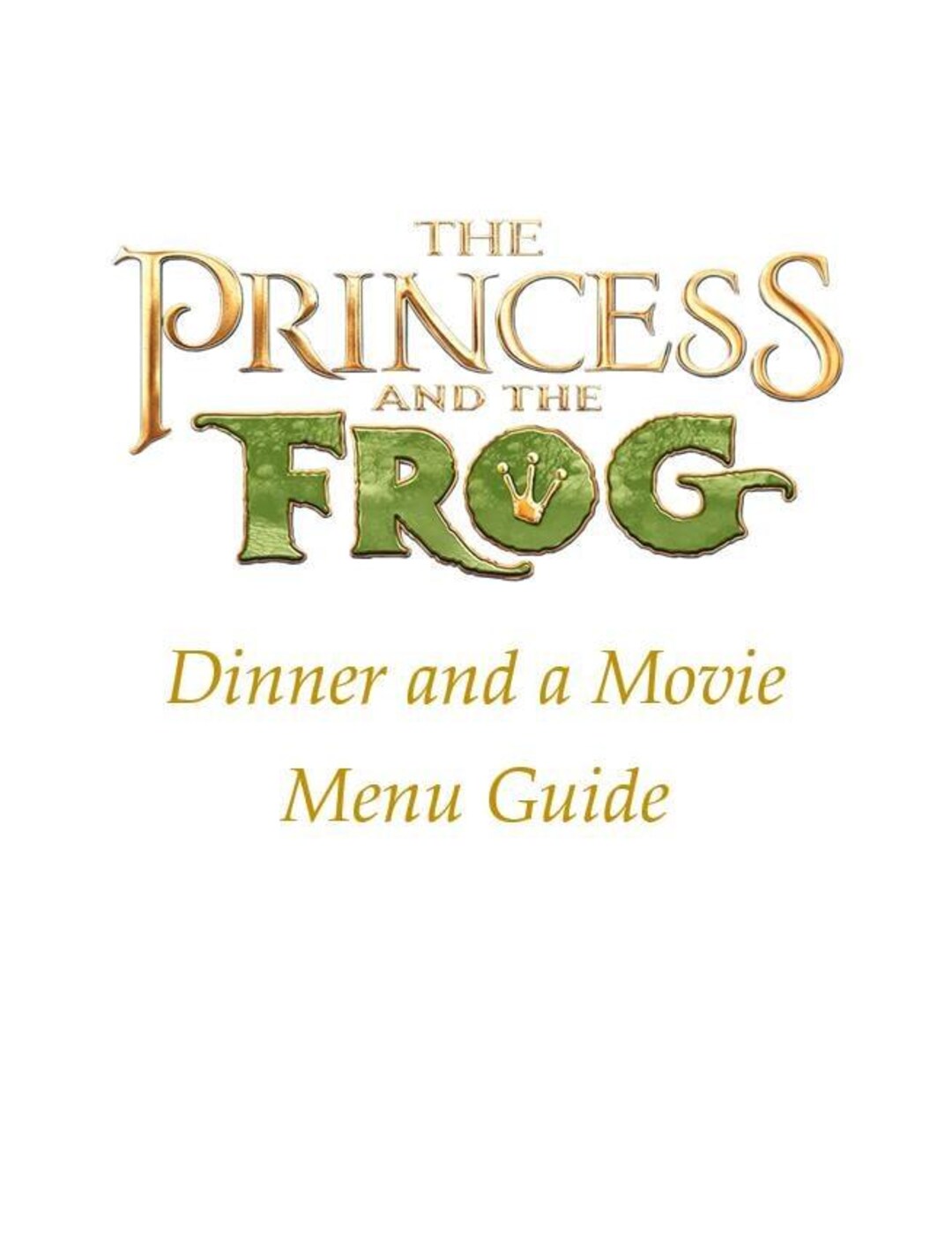 The Princess and the Frog Dinner and a Movie Menu Guide - Etsy
