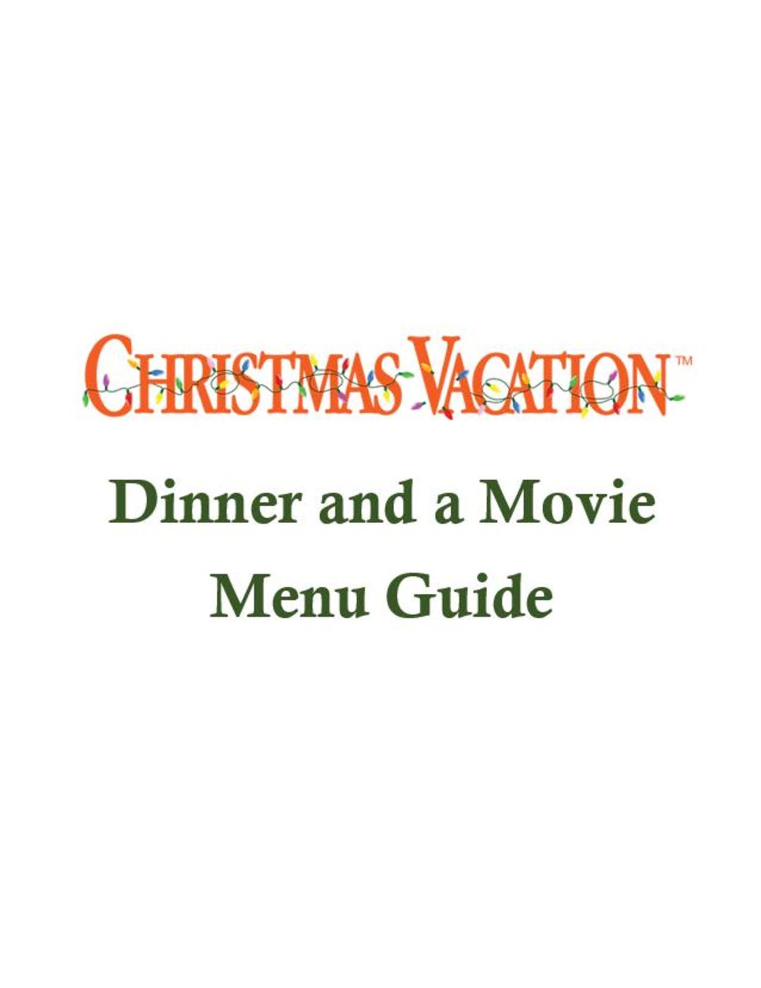 Christmas Vacation Dinner and a Movie Menu Guide - Etsy