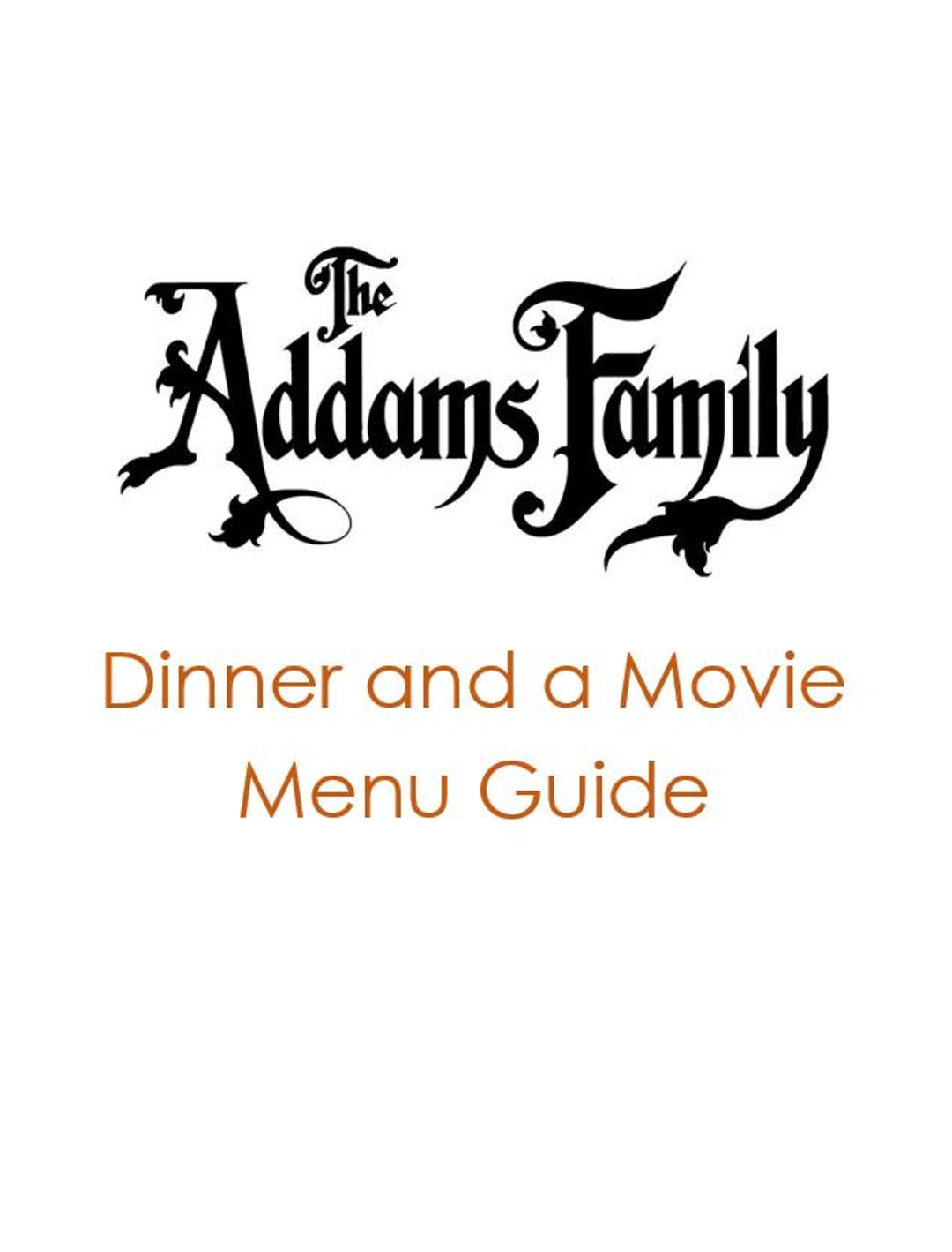 The Addams Family Dinner and a Movie Menu Guide - Etsy