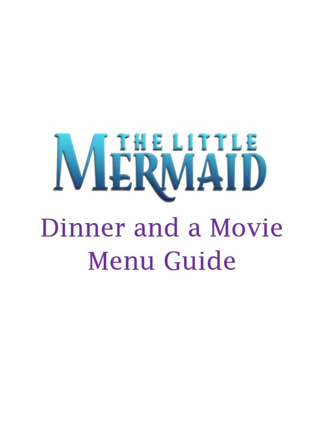 The Little Mermaid Dinner and a Movie Menu Guide - Etsy
