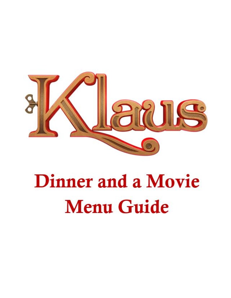 Klaus Dinner and a Movie Menu Guide - Etsy