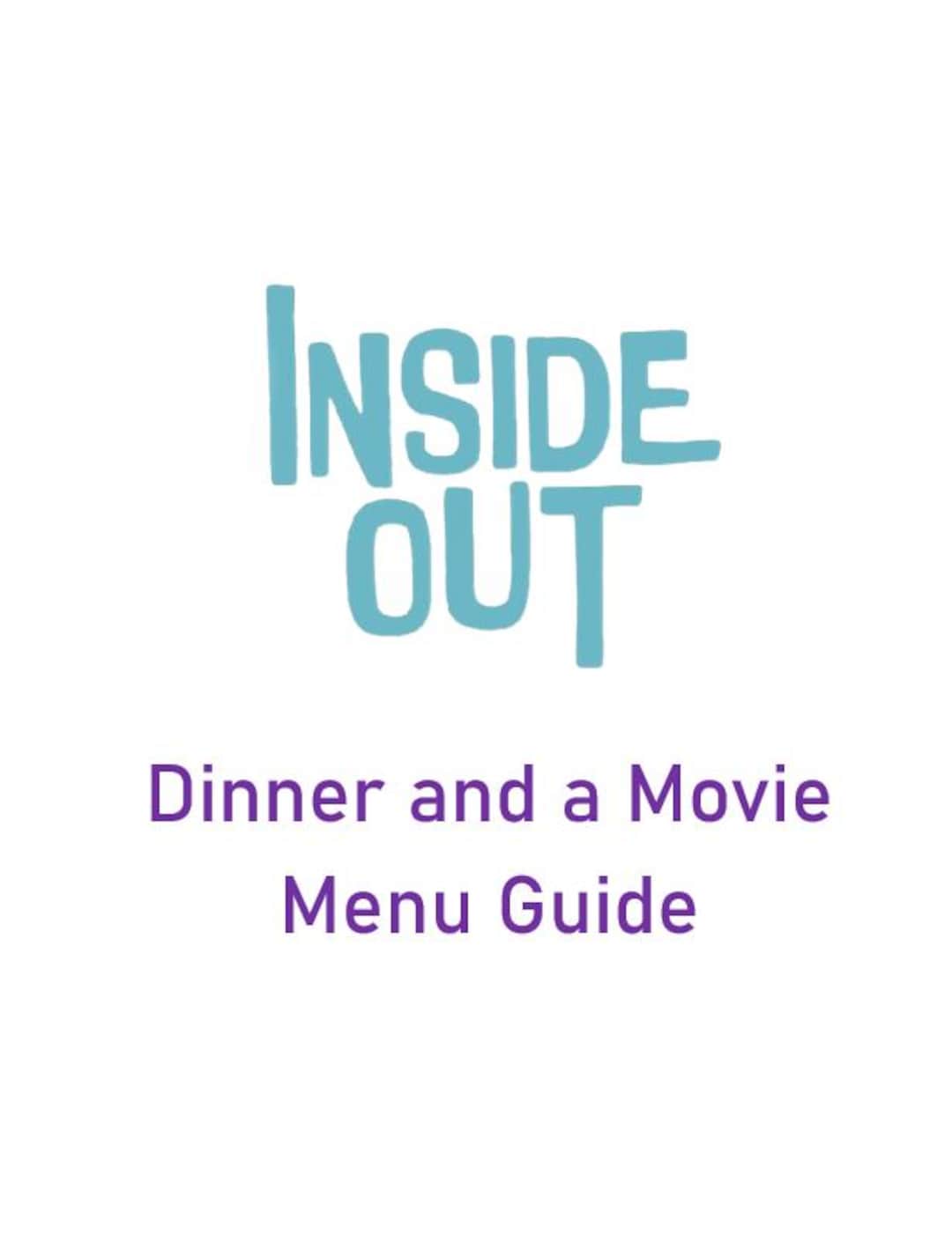 Inside Out Dinner and a Movie Menu Guide - Etsy