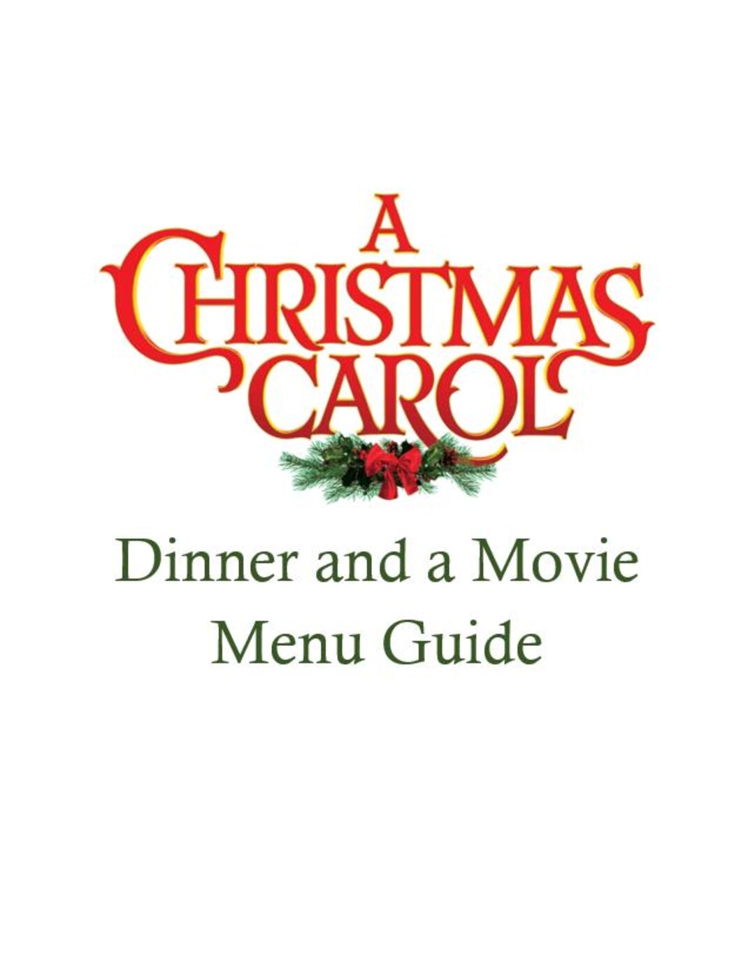A Christmas Carol Dinner and a Movie Menu Guide - Etsy