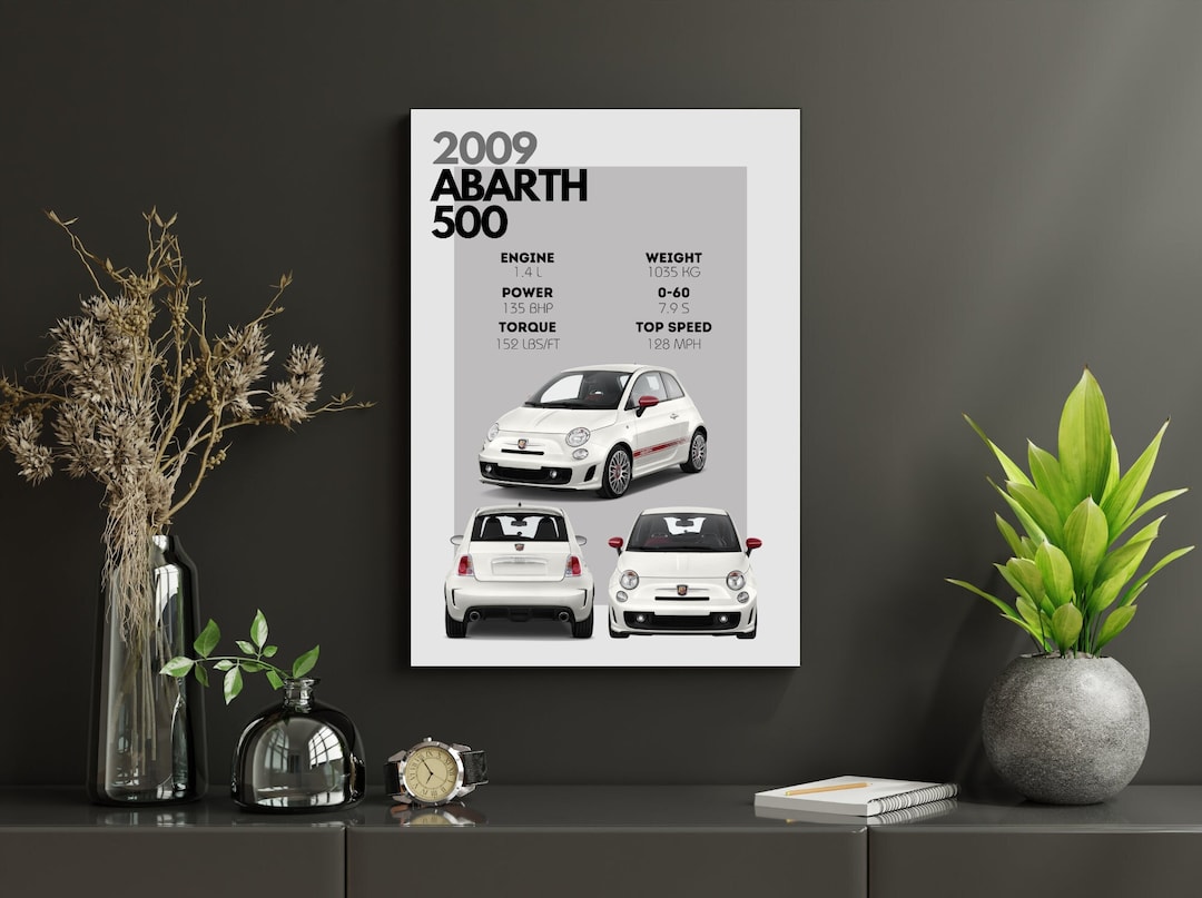 2009 Abarth 500 Poster | Fiat 500 | Digital Car Poster | Office Poster ...