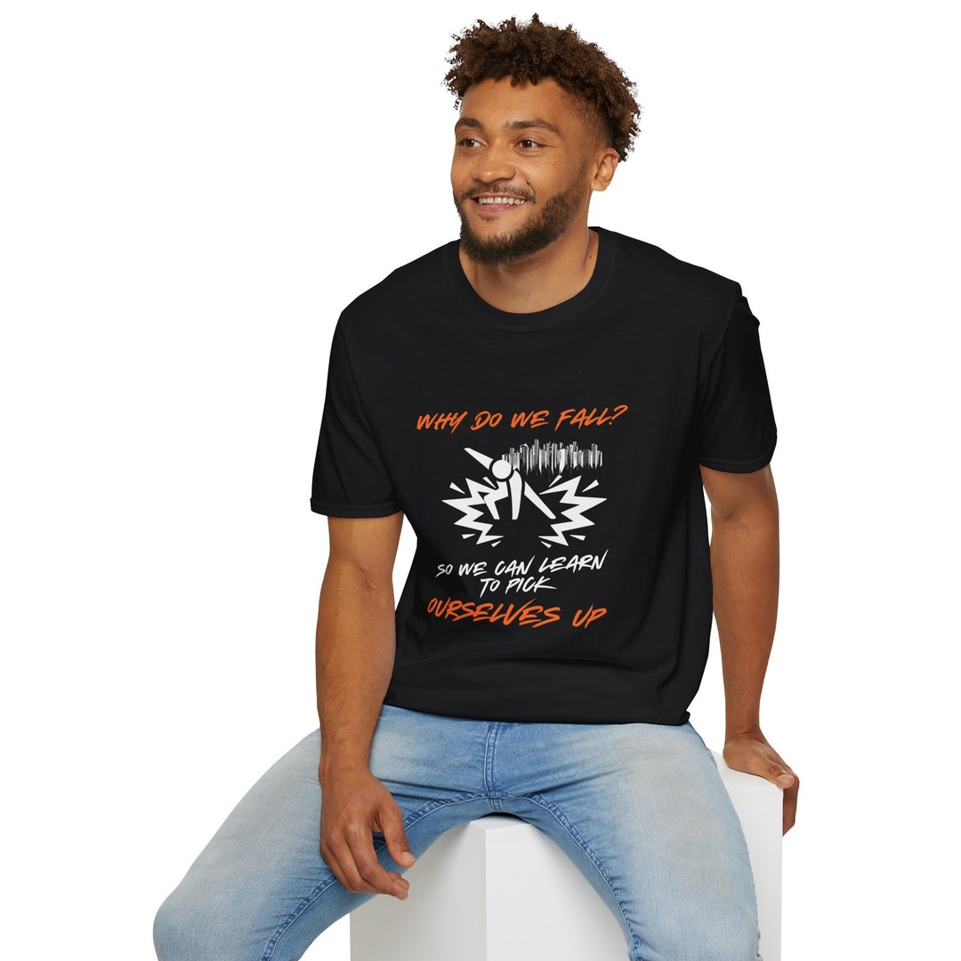 Why Do We Fall Stickman Superhero Landing T-shirt, Unique Hero Graphic ...