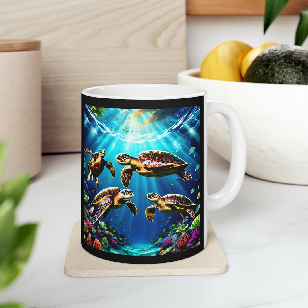 Sea Turtle, Cute Turtle Mug, Turtle Coffee Mug, Turtle Mug, Gift for ...