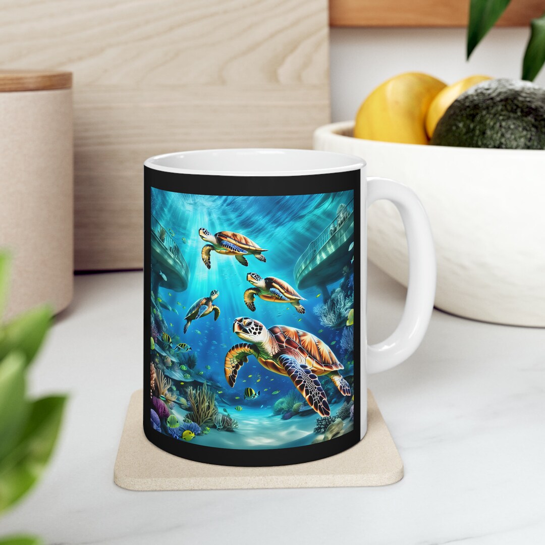Sea Turtle, Cute Turtle Mug, Turtle Coffee Mug, Turtle Mug, Gift for ...