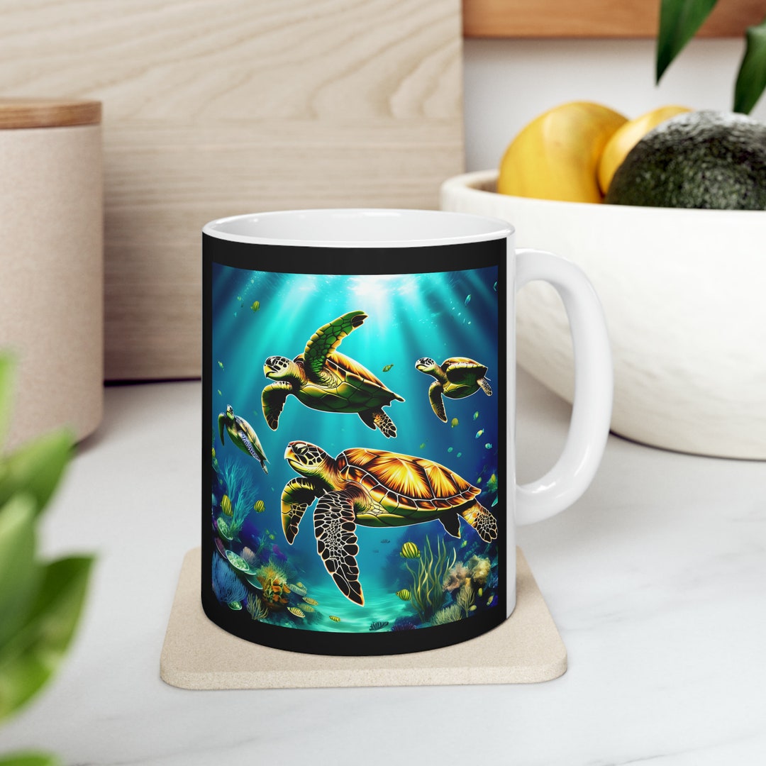 Sea Turtle, Cute Turtle Mug, Turtle Coffee Mug, Turtle Mug, Gift for ...