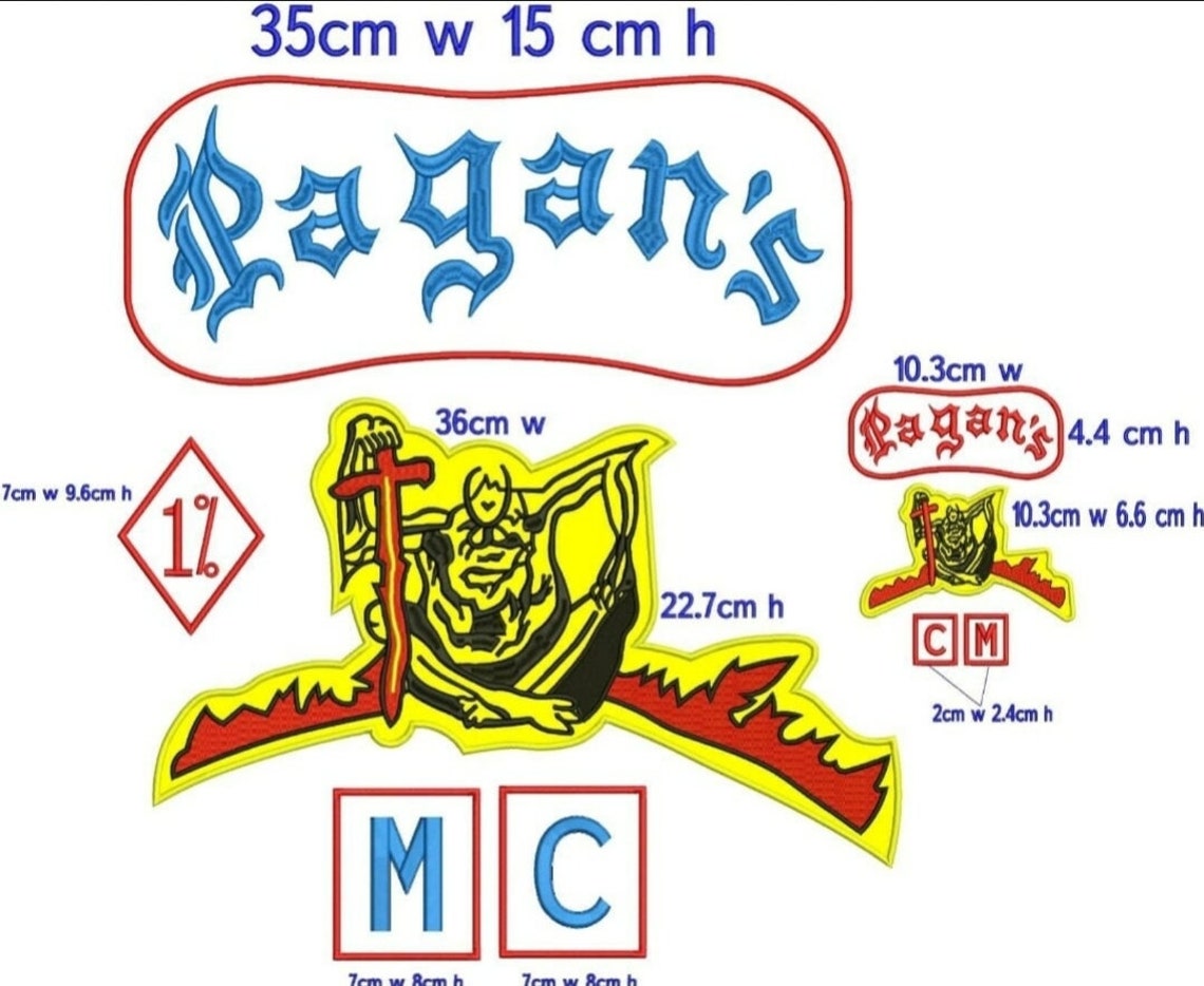 Patches Pagans Motorcycle Iron on Biker Rider Vest MC Embroidered ...