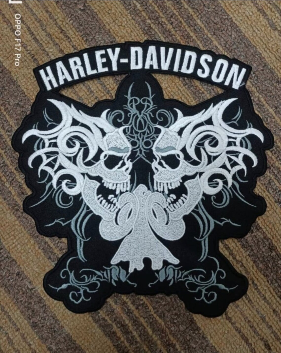 Harley Davidson Double Skull Large Patch 12" Motorcycle Jacket Back ...