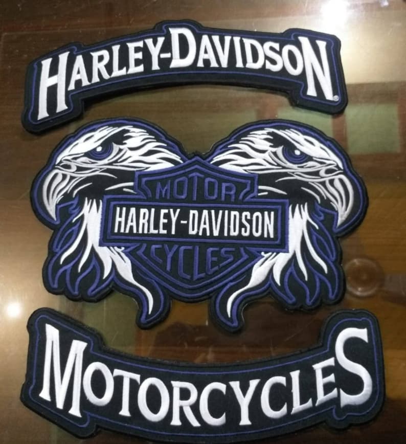 Harley Davidson Patch 3 Piece Blue Eagle Patches for Jacket ...