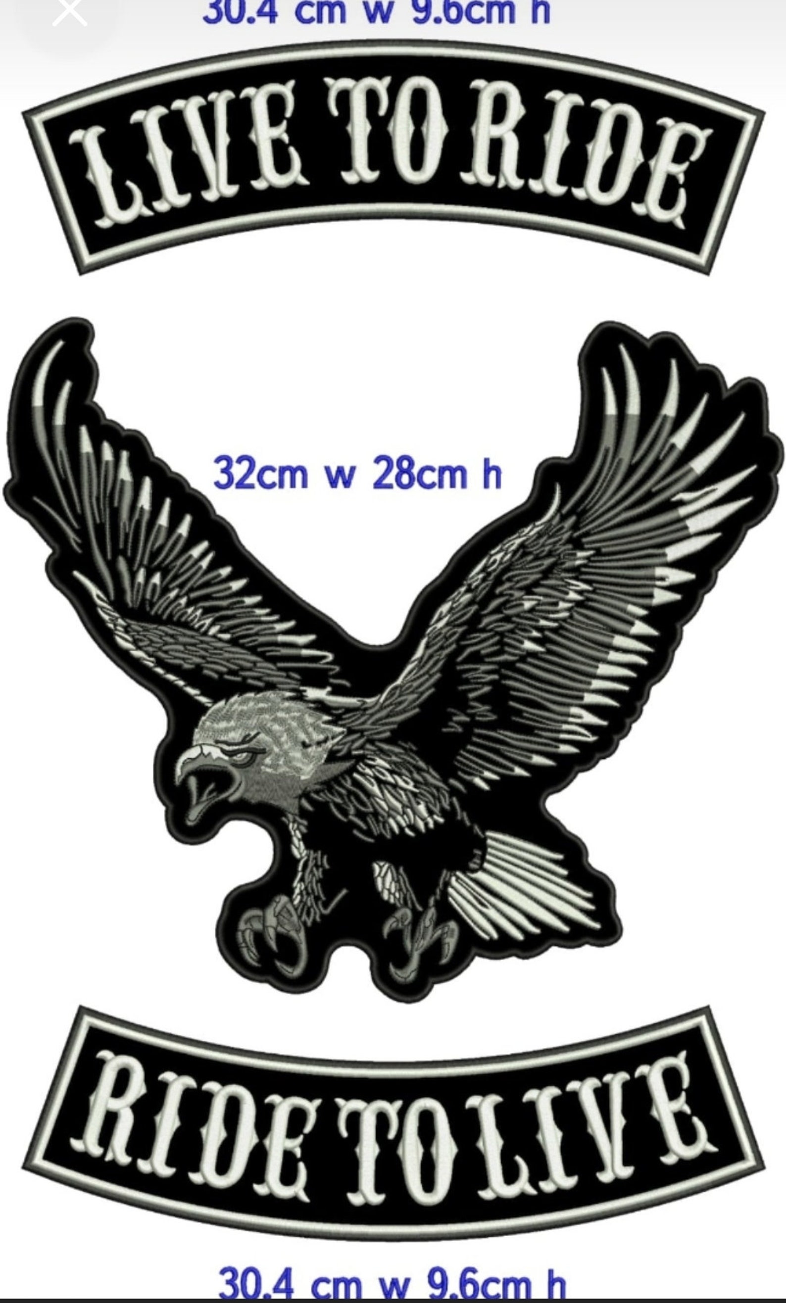Live to Ride Ride to Live Patch With Eagle Embroidery Patches Iron On ...